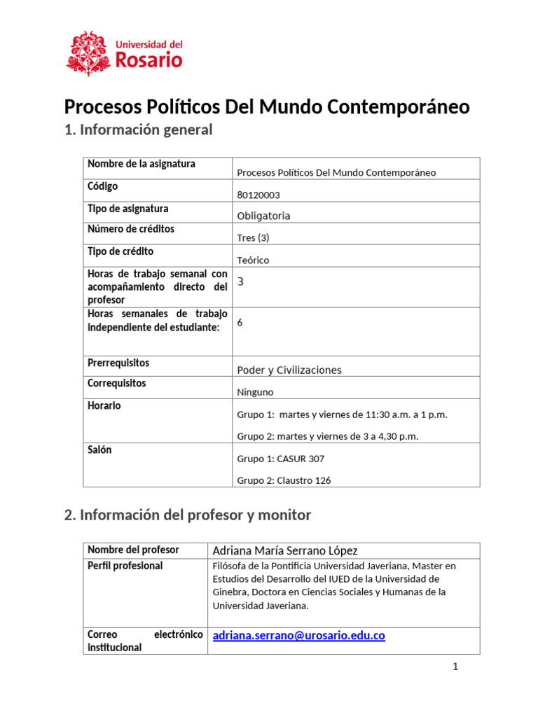 Programa Procesos Políticos 2024 Segundo Semestre | PDF