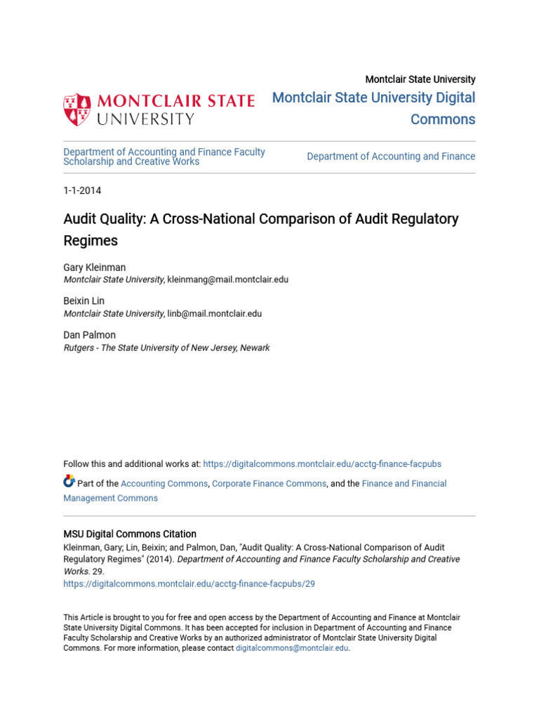Audit Quality - A Cross-National Comparison of Audit Regulatory | PDF