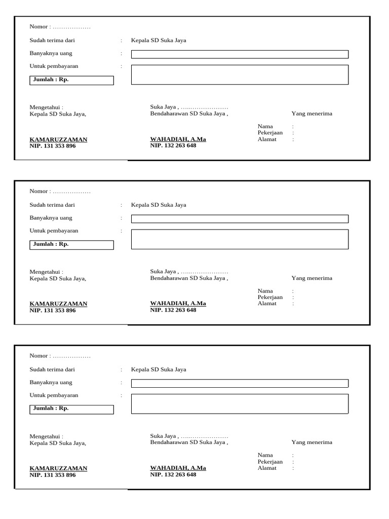 Kwitansi Dana BOS SD Suka Jaya | PDF