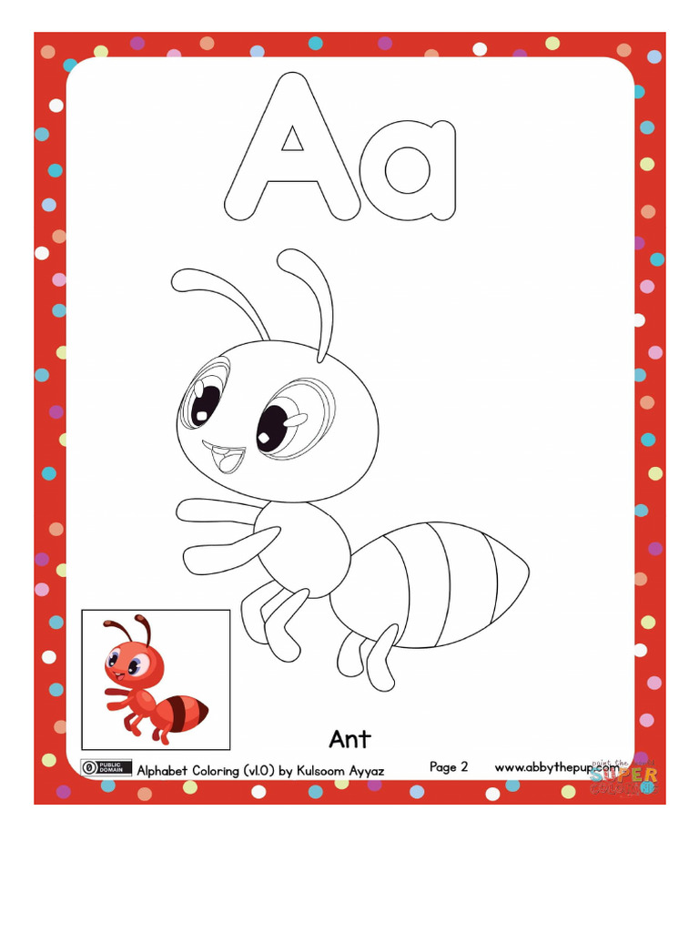 A Is For Ant Coloring Page Free Printable Coloring Pages Pdf
