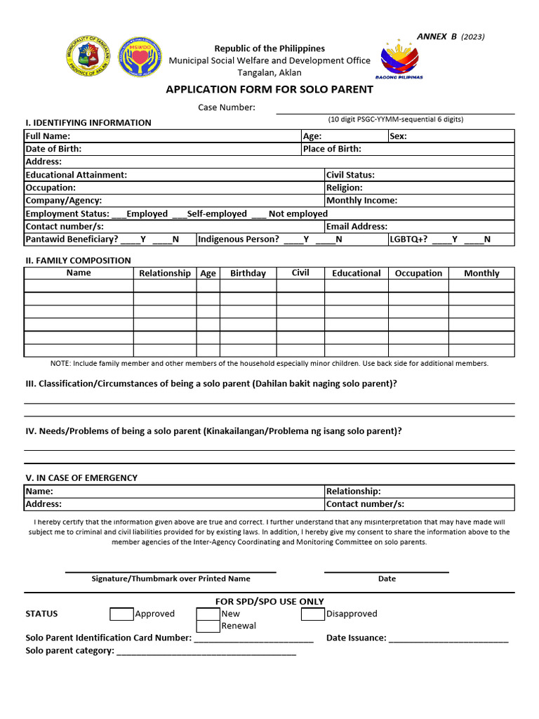 Solo Parent Application Form | PDF