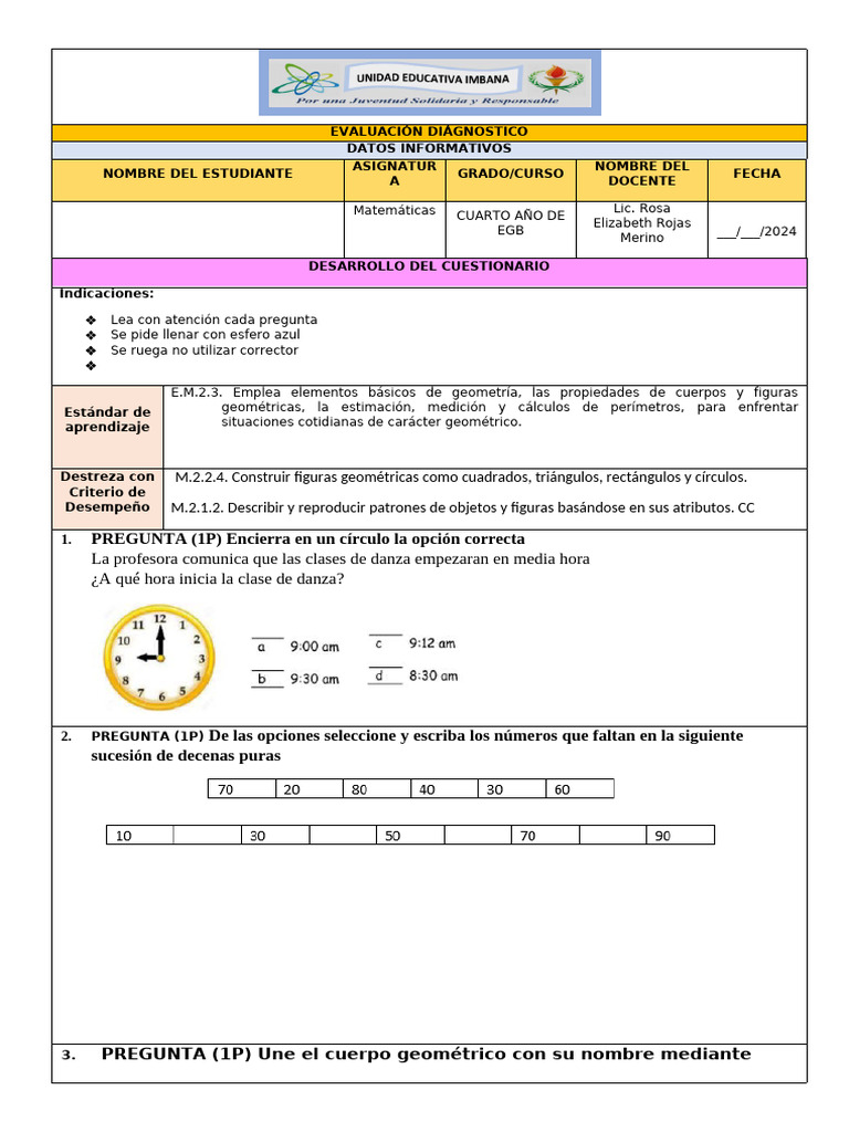 Matematicas 4to | PDF