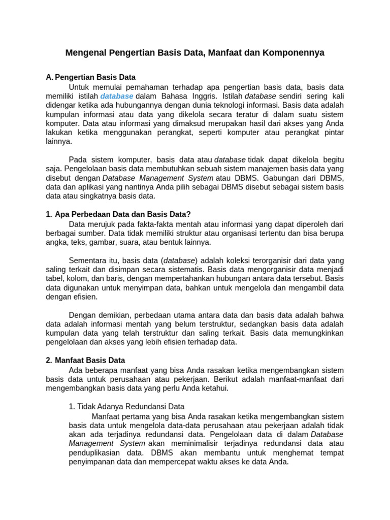 Mengenal Pengertian Basis Data | PDF