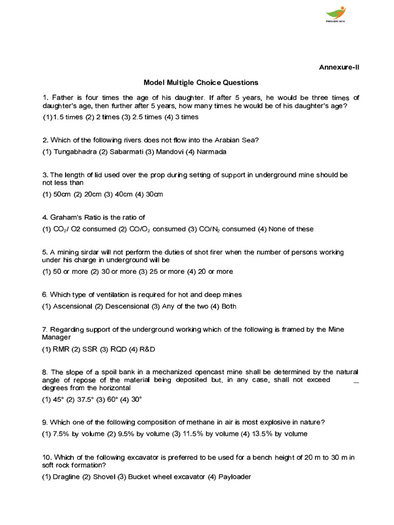 MCL Model Question Paper | PDF