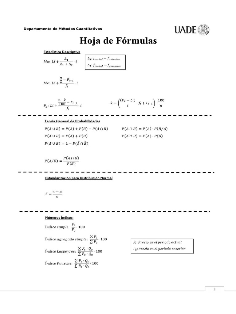 Hoja de Formulas | PDF