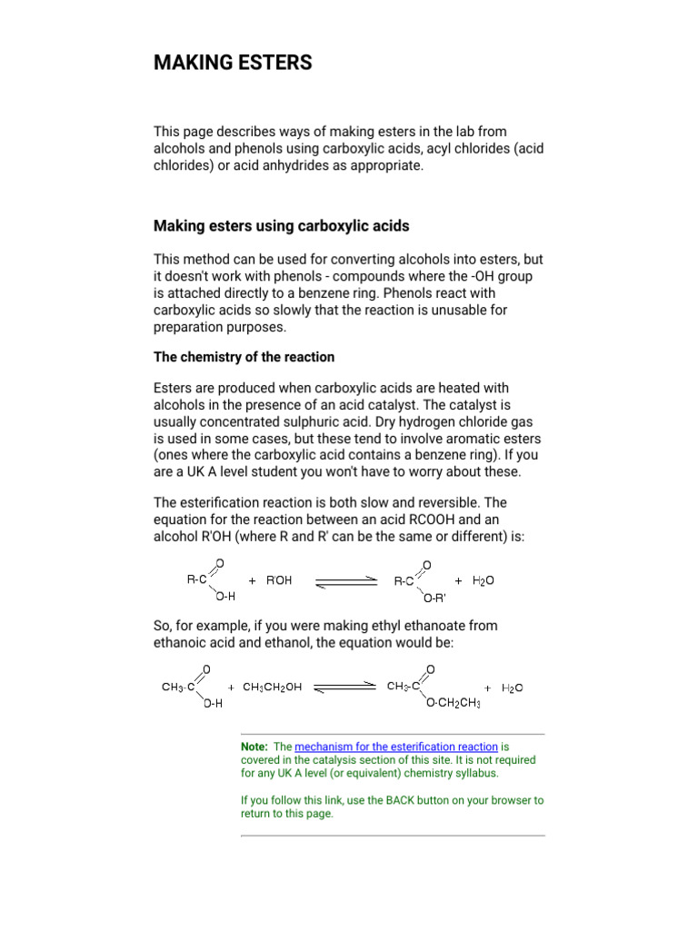 Preparation of Esters | PDF