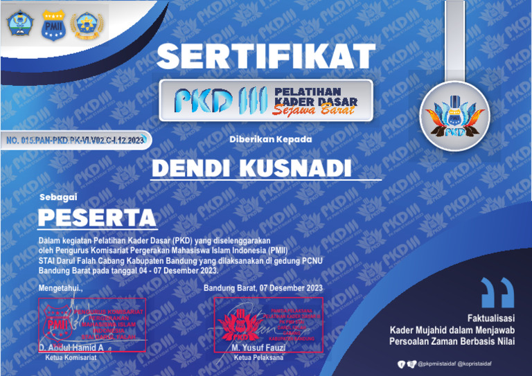Sertifikat PKD DENDI | PDF