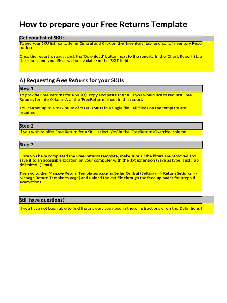 Free Return Template | PDF