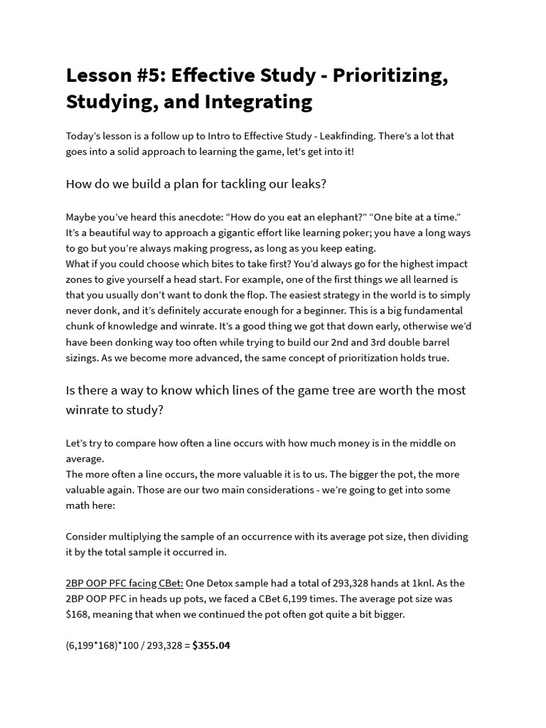 Lesson 5 Effective Study - Prioritizing, Studying, and Integrating | PDF
