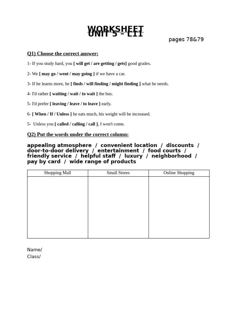 Unit5 L11 Pages 78&79 WorkSheet | PDF