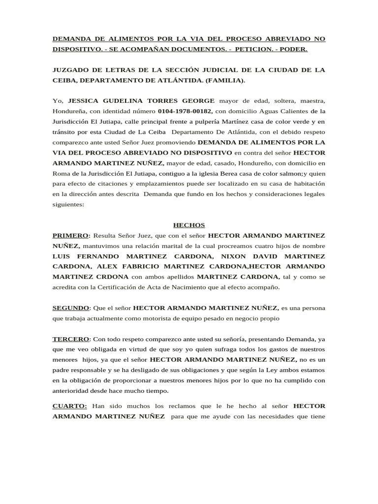 Demanda de Alimentos Jennifer | PDF | Política | Ciências Sociais