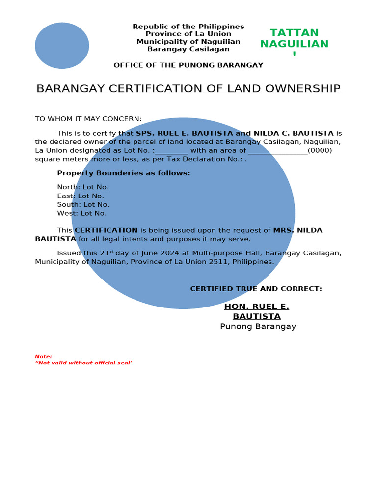 Certification of Land Ownership | PDF
