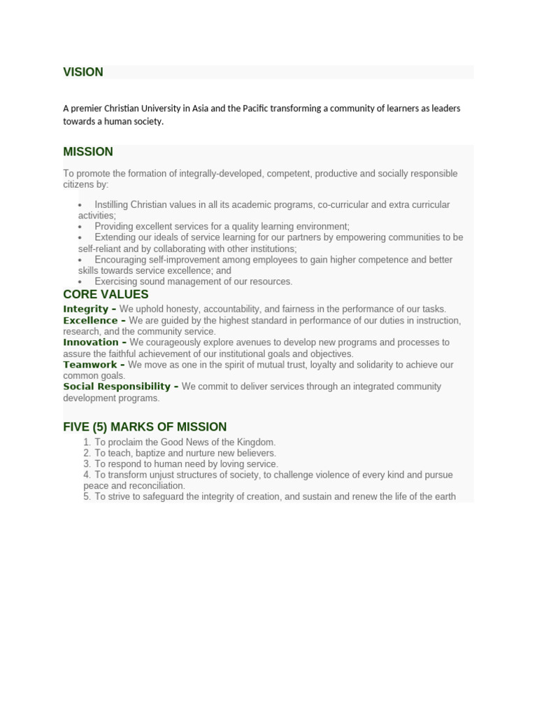 MISSION VISION | PDF