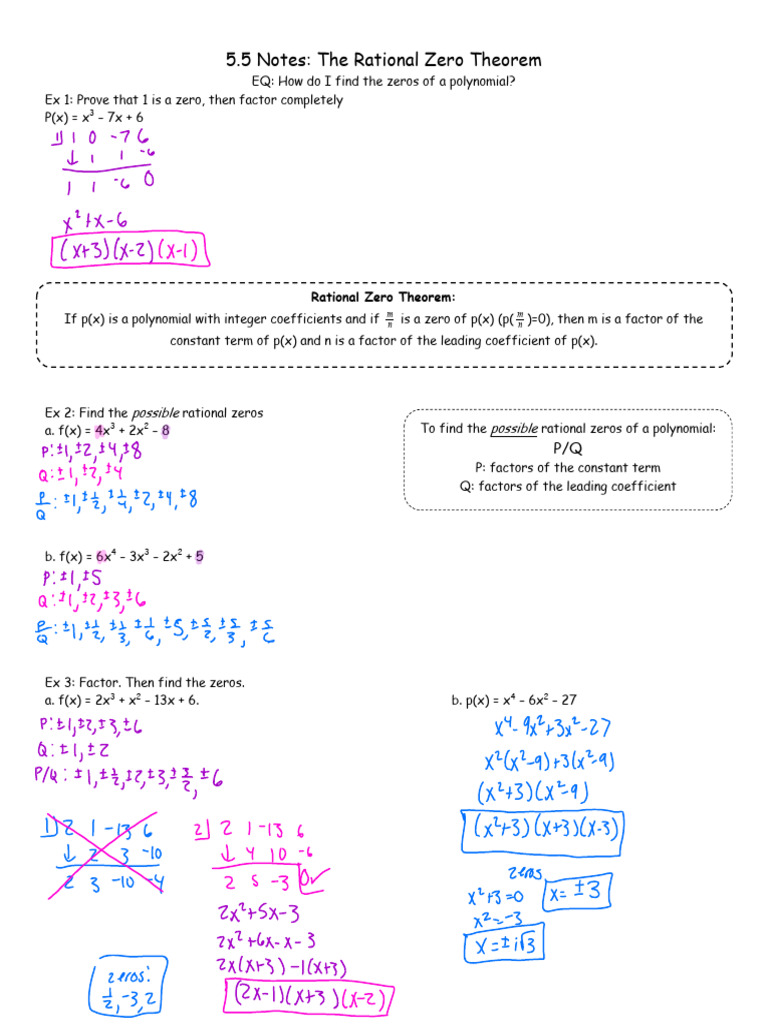 4.5 Completed Combo Notes Rational Zero THM | PDF
