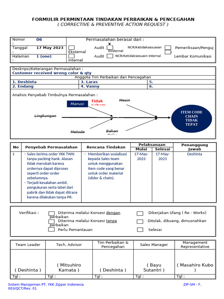 Cpar NCR 06 Ykk TWN | PDF