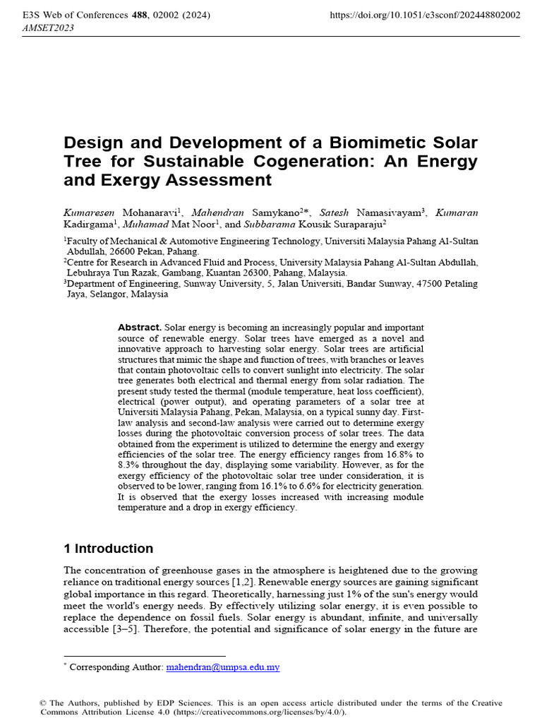 Design and Development of A Biomimetic Solar Tree | PDF