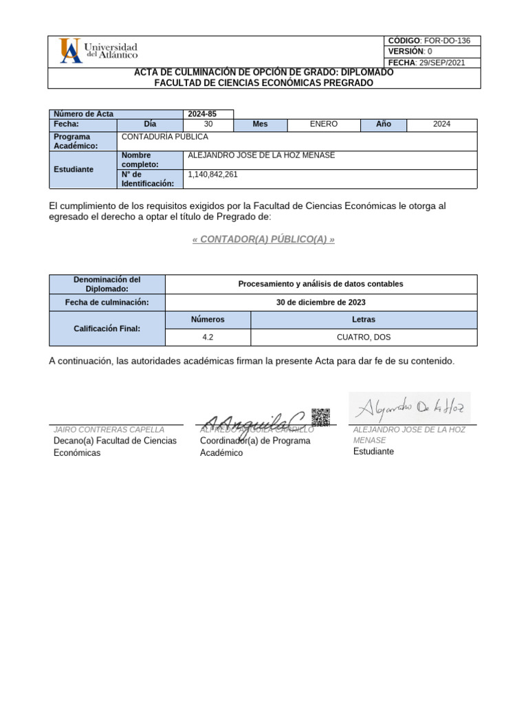 Formato de Actas - 2024 | PDF