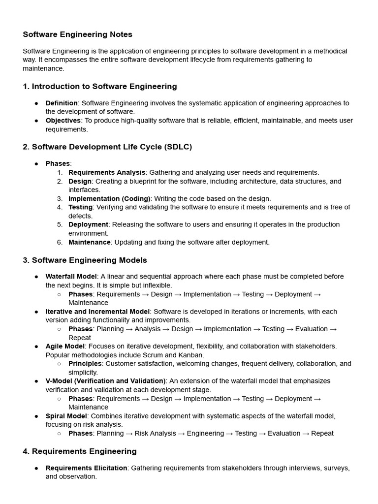 Software Engineering Notes | PDF