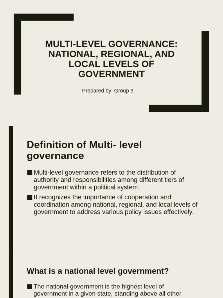 Multi Level Governance National Regional and Local Levels of Government ...