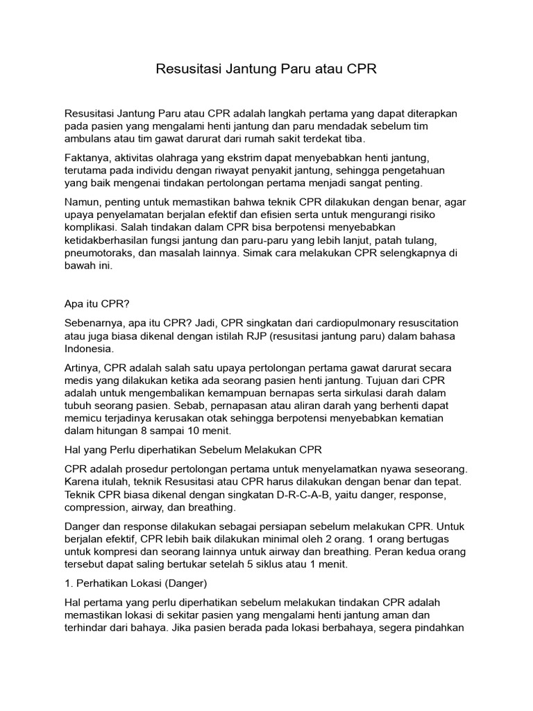 Resume RJP | PDF | Cardiopulmonary Resuscitation | Diseases And Disorders