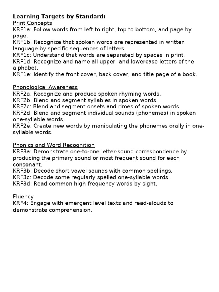 Phonics Standards | PDF