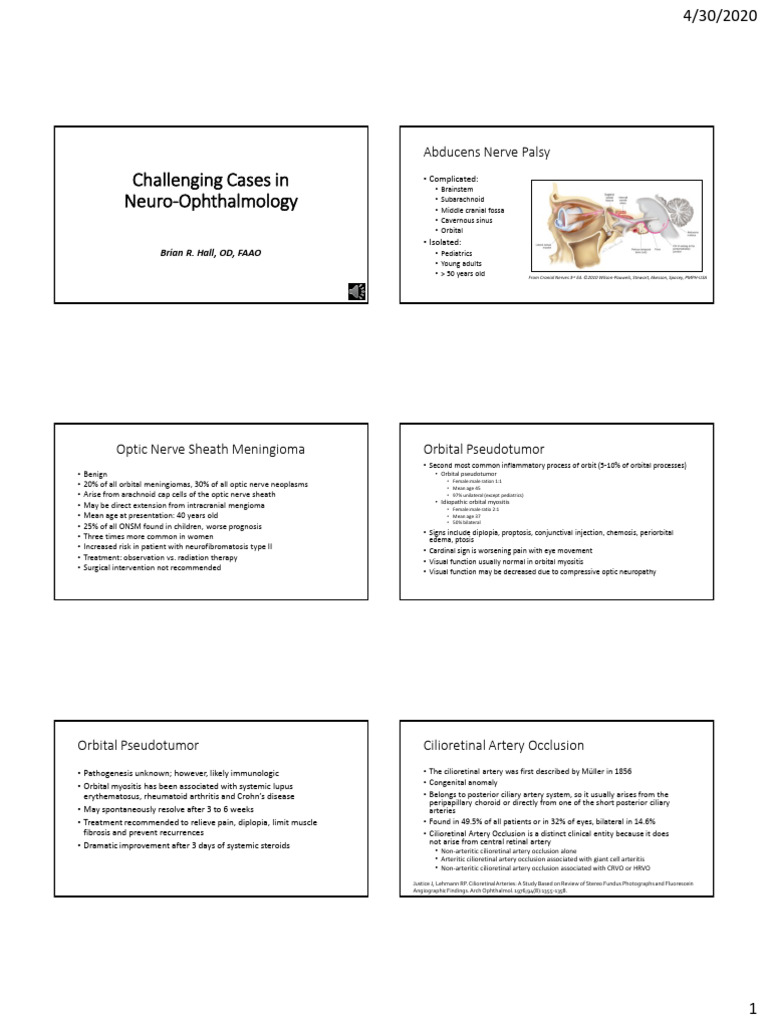 Challenging Cases in Neuro-Ophthalmology: Abducens Nerve Palsy | PDF