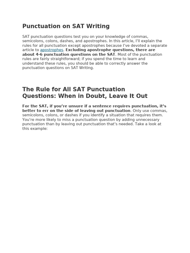 Punctuation On SAT Writing | PDF