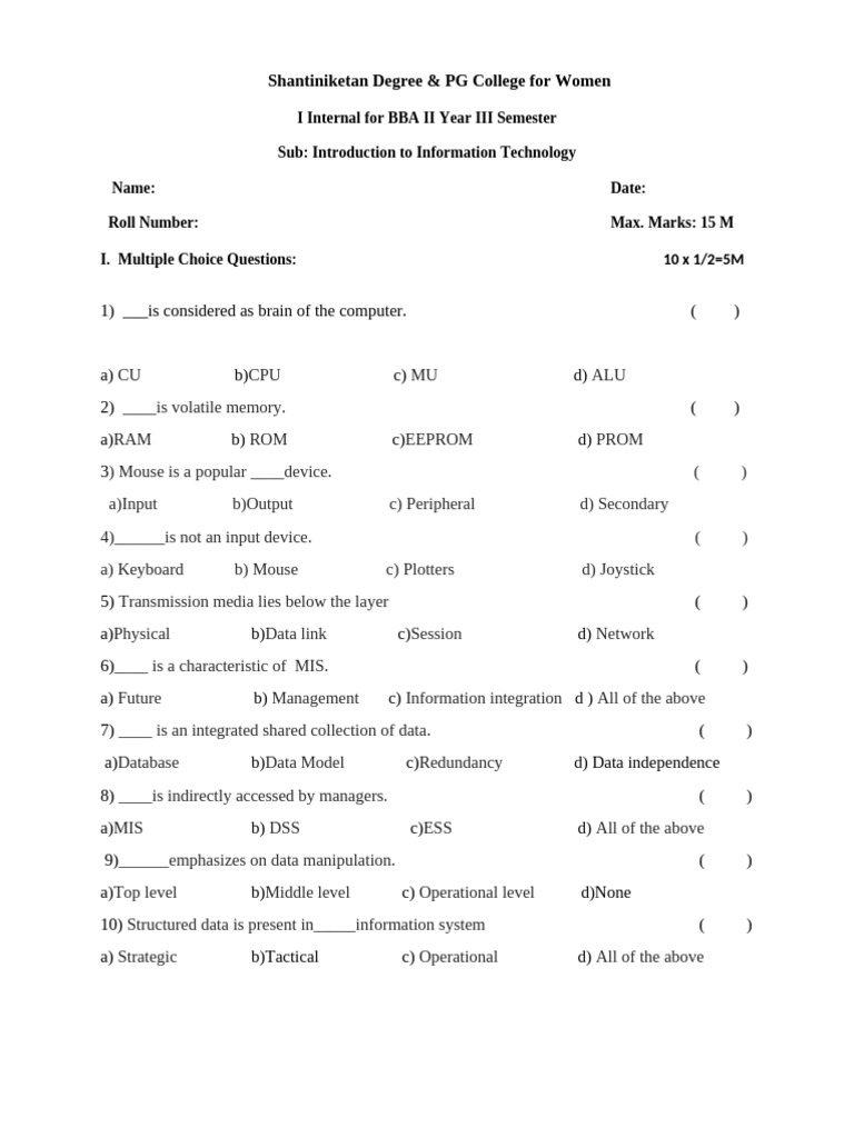 It For Bba | PDF | Databases | Input/Output