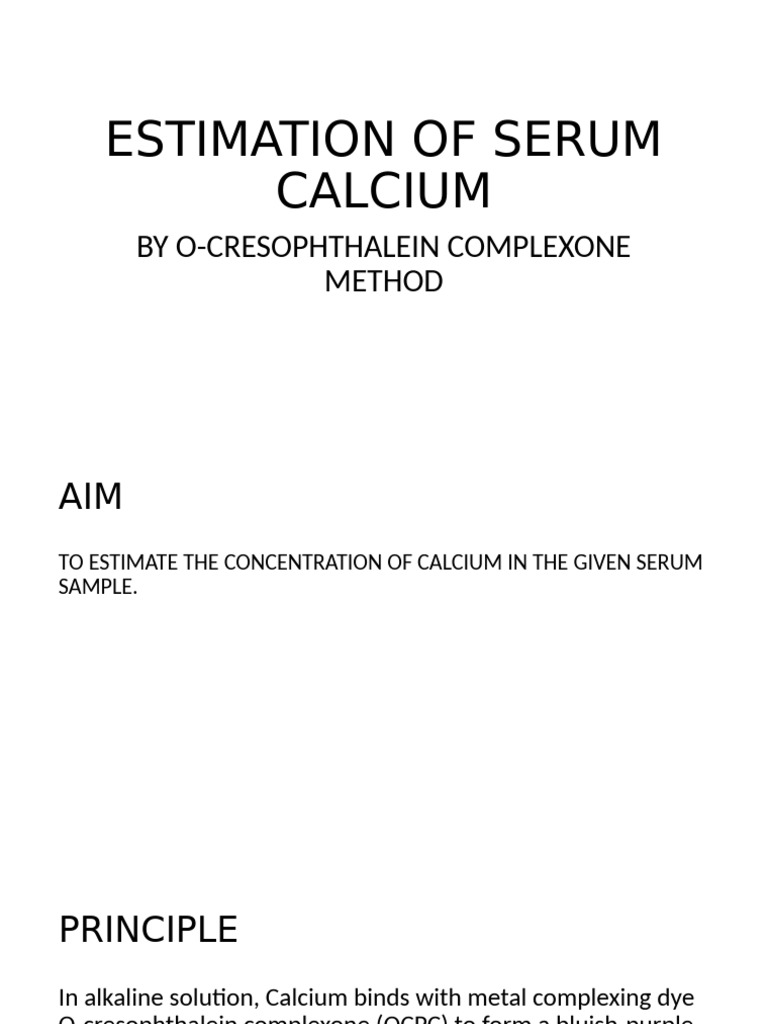 Estimation of Calcium-1 | PDF