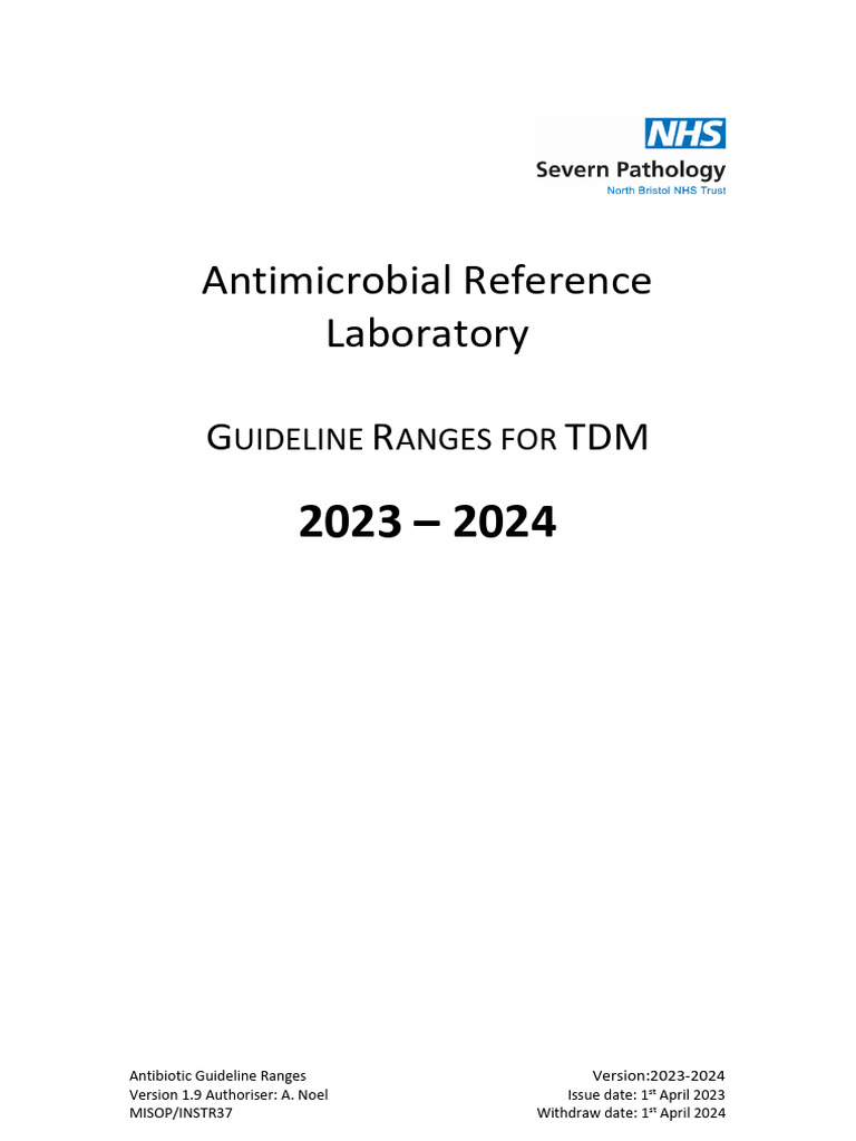 Antibiotic Guideline Ranges 2023 - 2024 | PDF