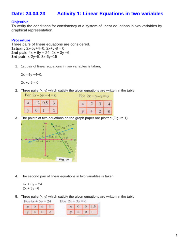 Activity 1-Linear Equations For Students | PDF