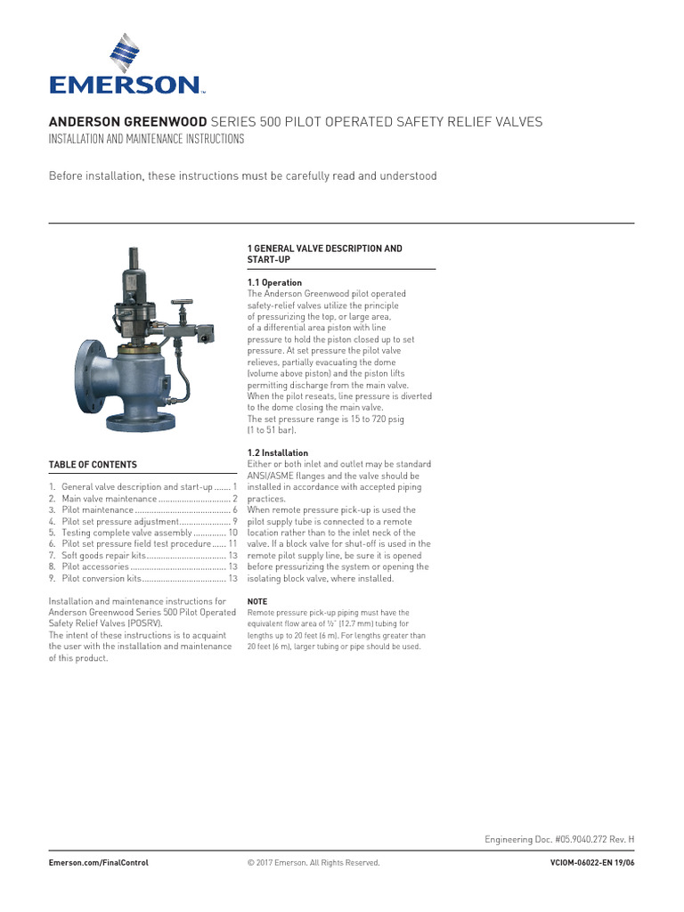 Manuals Series 500 Pilot Operated Safety Relief Valves Anderson ...