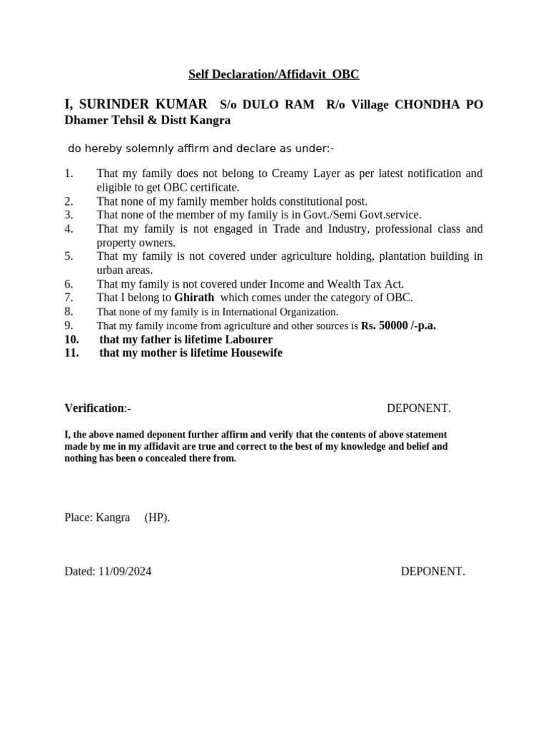 Obc Kangra PDF