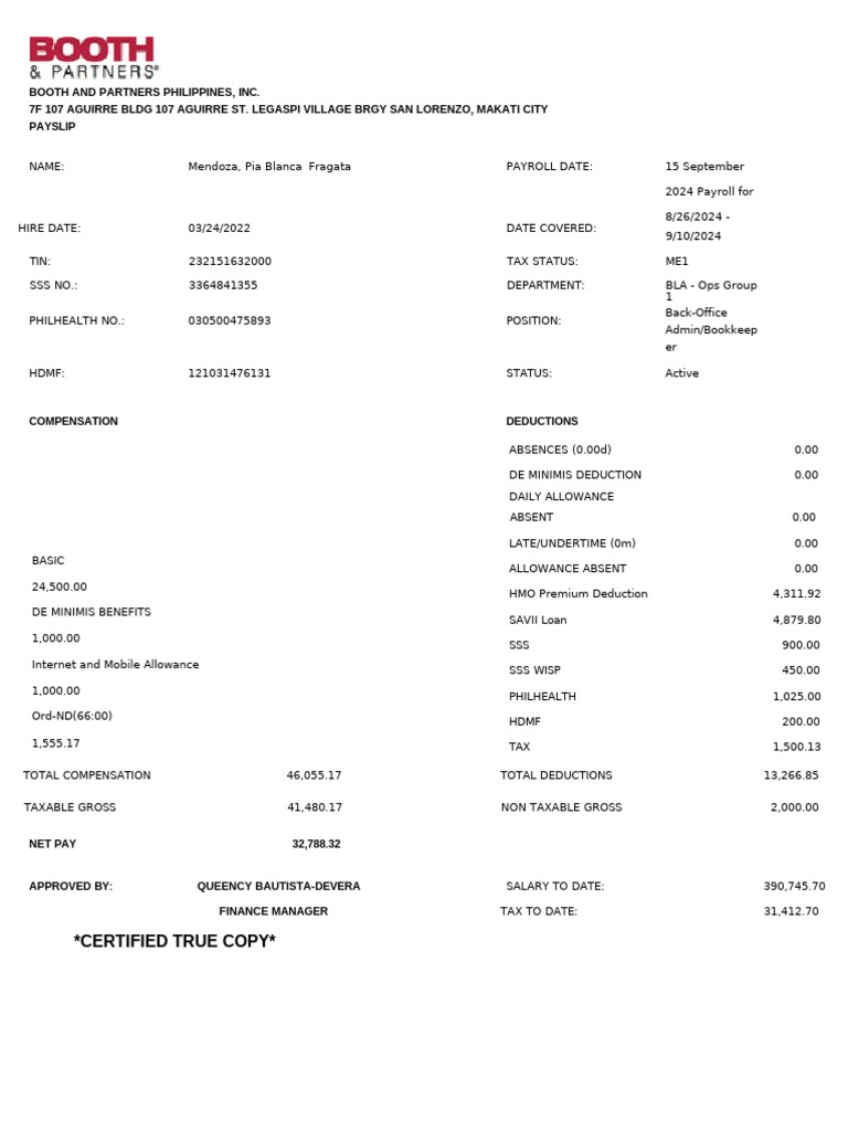 Payroll For 7 - 26 - 2024 - 8 - 10 - 2024 | PDF