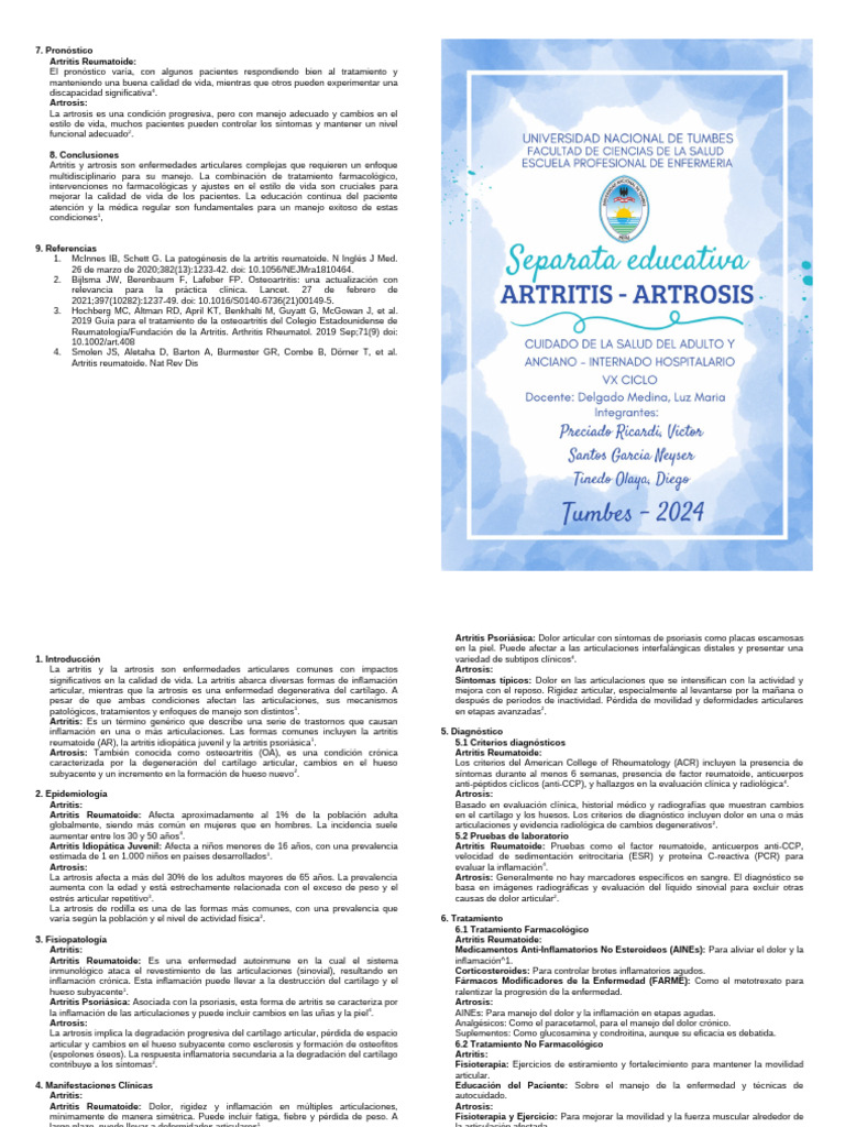 Separata Artritis y Artrosis | PDF