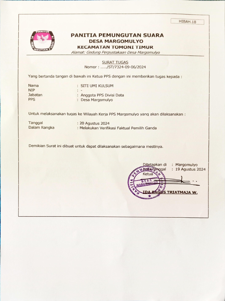 Surat Tugas Umi | PDF