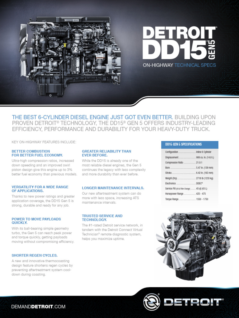 DDCPWR 15903 - DD15 Gen 5 Engine OH Spec Sheet-4.0 | PDF