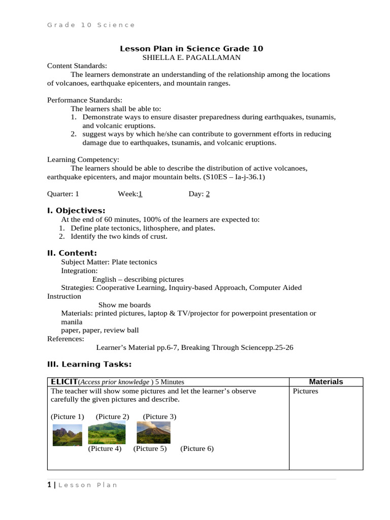 Grade 10 Science Lesson Plan | PDF