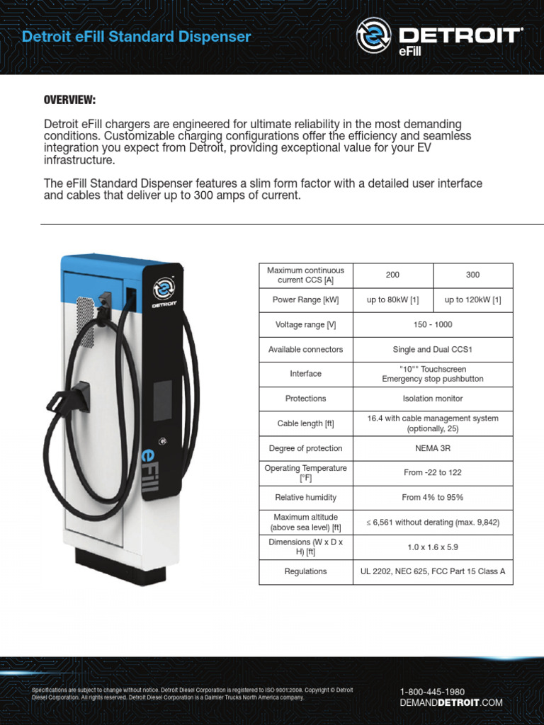 Detroit eFill Standard Dispenser Tech Sheet | PDF