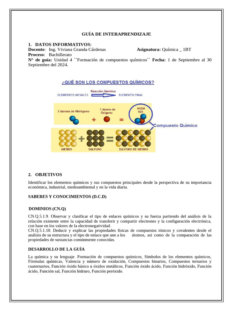 Unidad 4 Quimica 1bgu Pdf