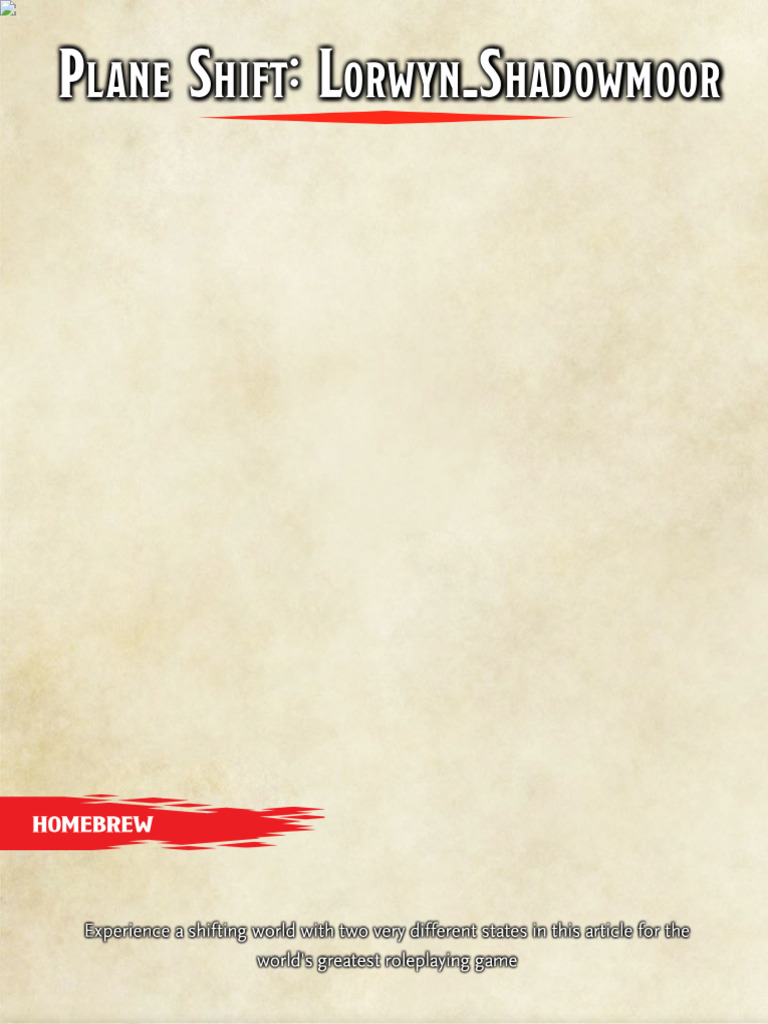 DnD 5e Plane Shift - Lorwyn and Shadowmoor | PDF | Dwarf (Dungeons ...