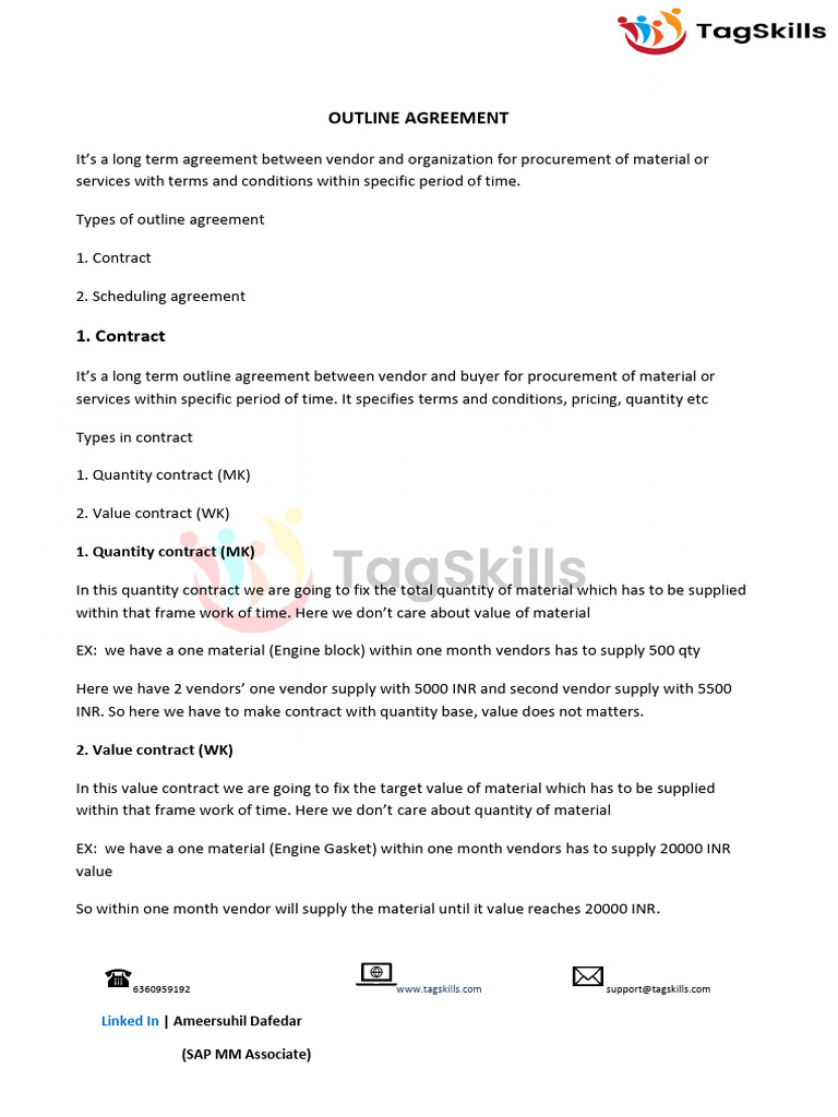 Outline Agreement 1722361813 | PDF | Procurement | Business
