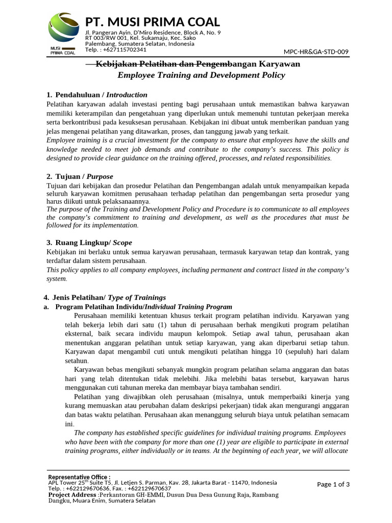 Training Policy | PDF