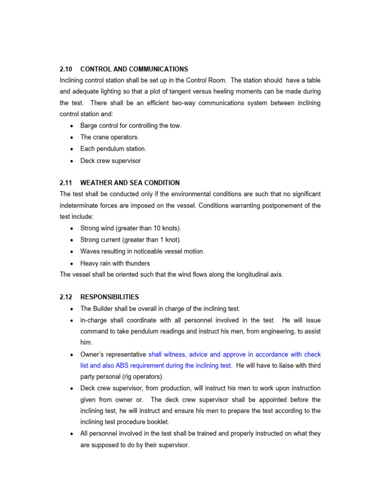 Inclining Procedure2 | PDF