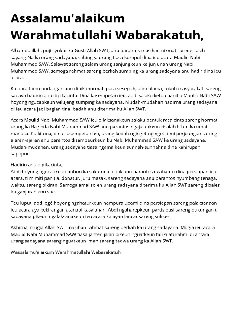 Assalamu'Alaikum Warahmatullahi Wabarakatuh | PDF