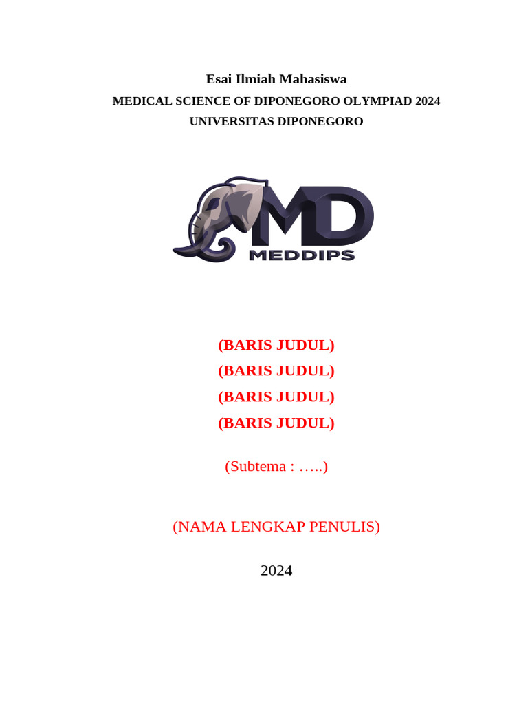 Template Esai Ilmiah Universitas MEDDIPS 2024 | PDF