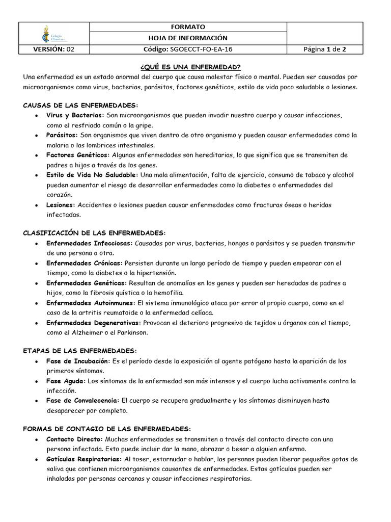 HI-Etapas de Las Enfermedades y Formas de Contagio - 6 GRADO | PDF