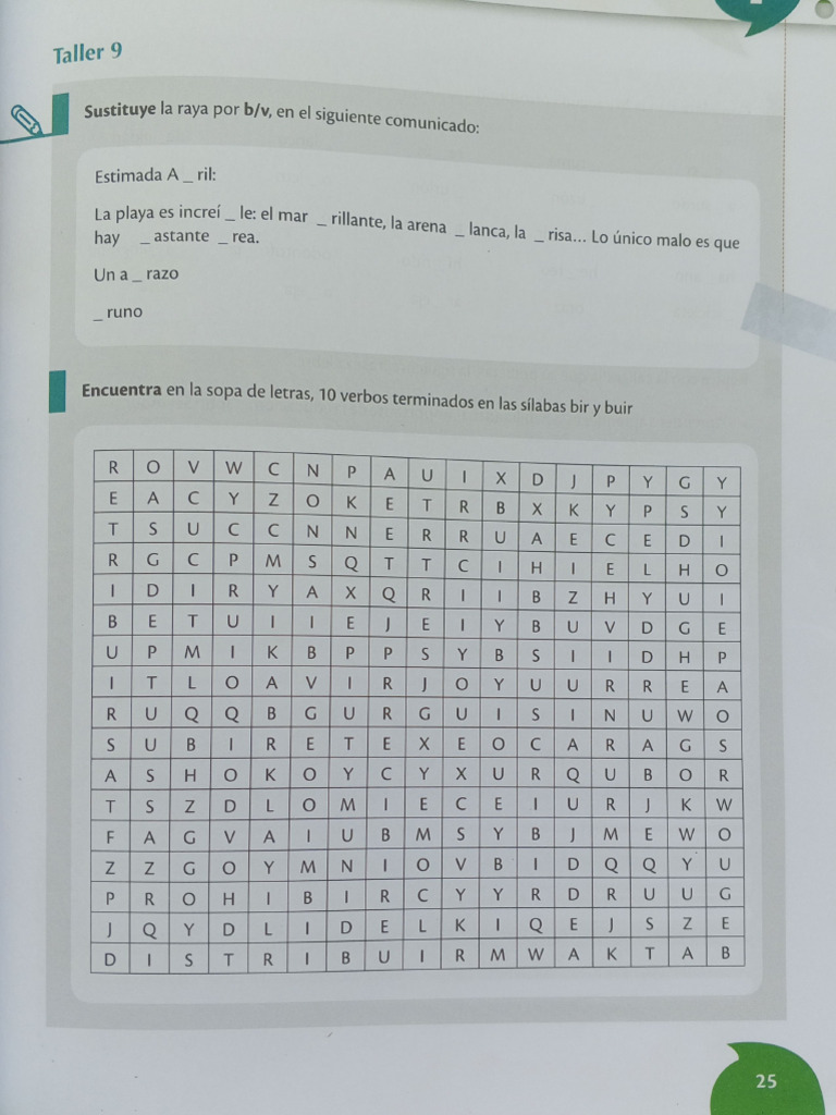 Tarea Uso de La B - 9no - A | PDF
