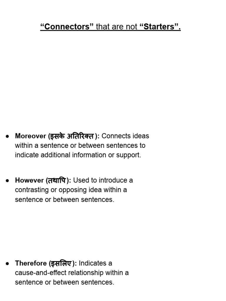 Starters & Connectors Part 1 No Annotation PDF 2nd September 2024 | PDF