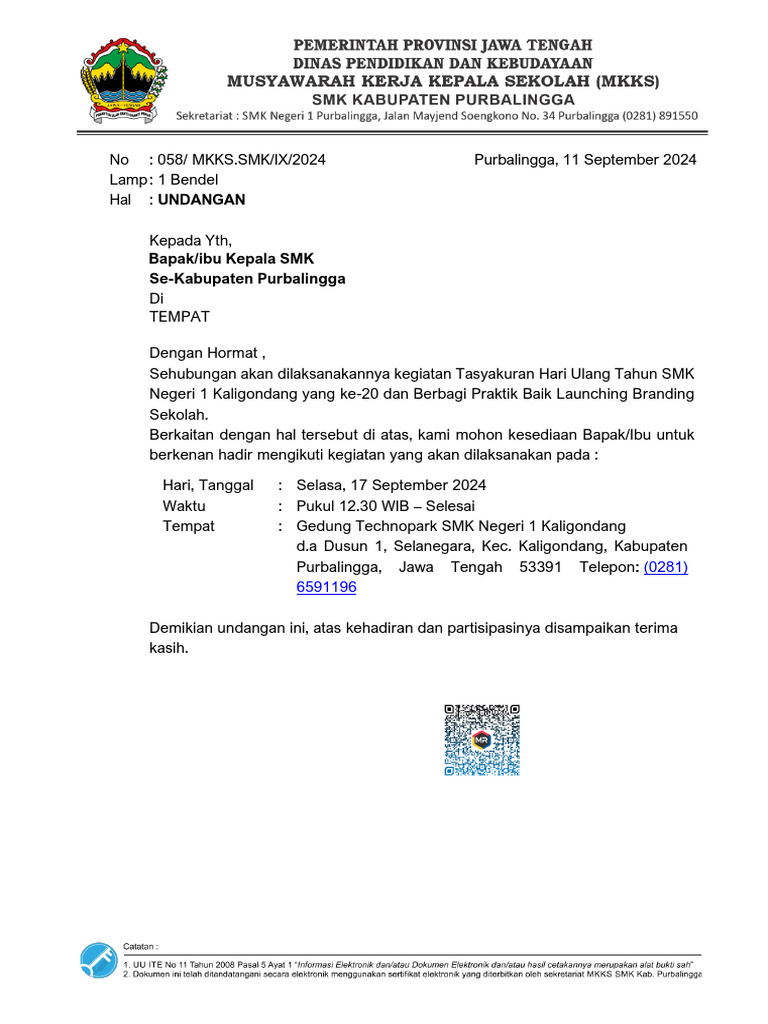 058.undangan Hut SMK N 1 KLGN | PDF | Karier & Perkembangan | Kesehatan ...